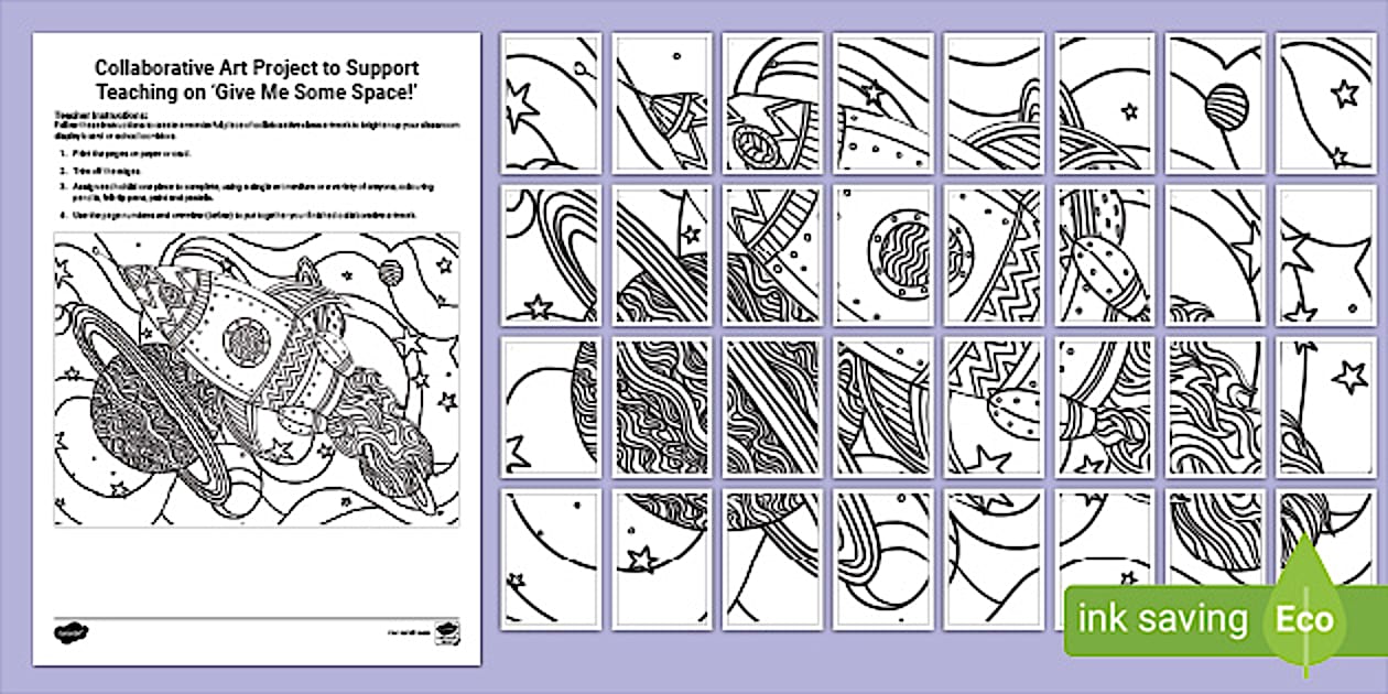 Collaborative Art Project for Give Me Some Space - Twinkl