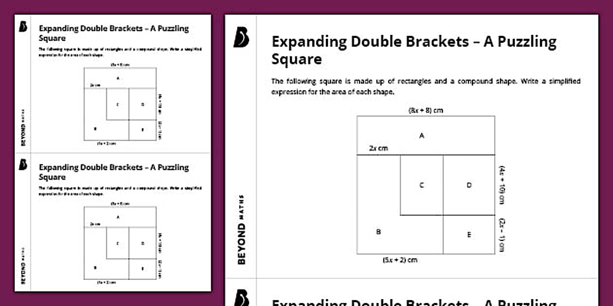 👉 Expanding Double Brackets - A Puzzling Square - Twinkl