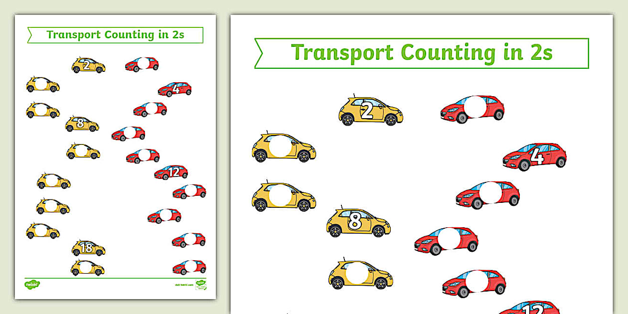 👉 Transport Counting in 2s Worksheet (Teacher-Made)