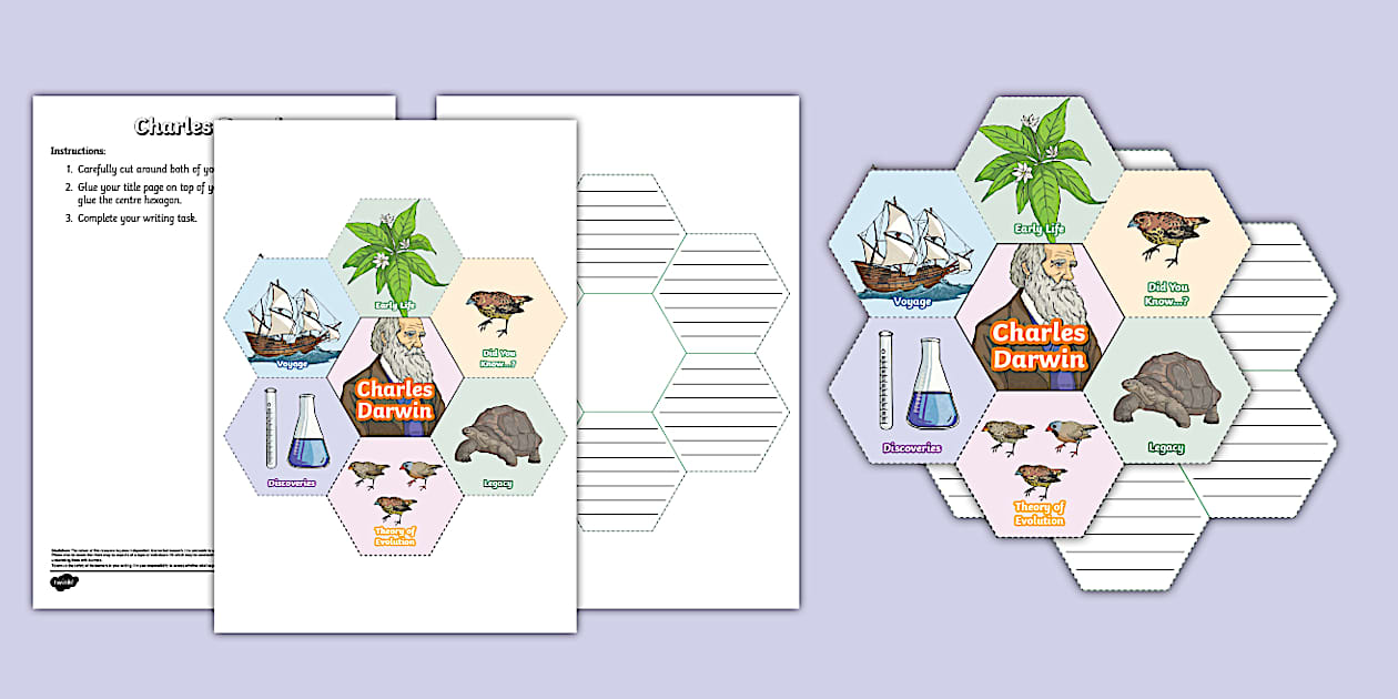 Charles Darwin Hexagon Writing Template (teacher made)