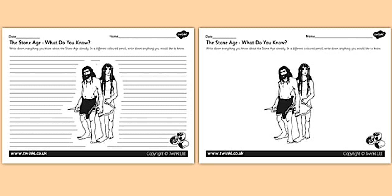 Stone Age Mind Map Worksheet (teacher made) - Twinkl