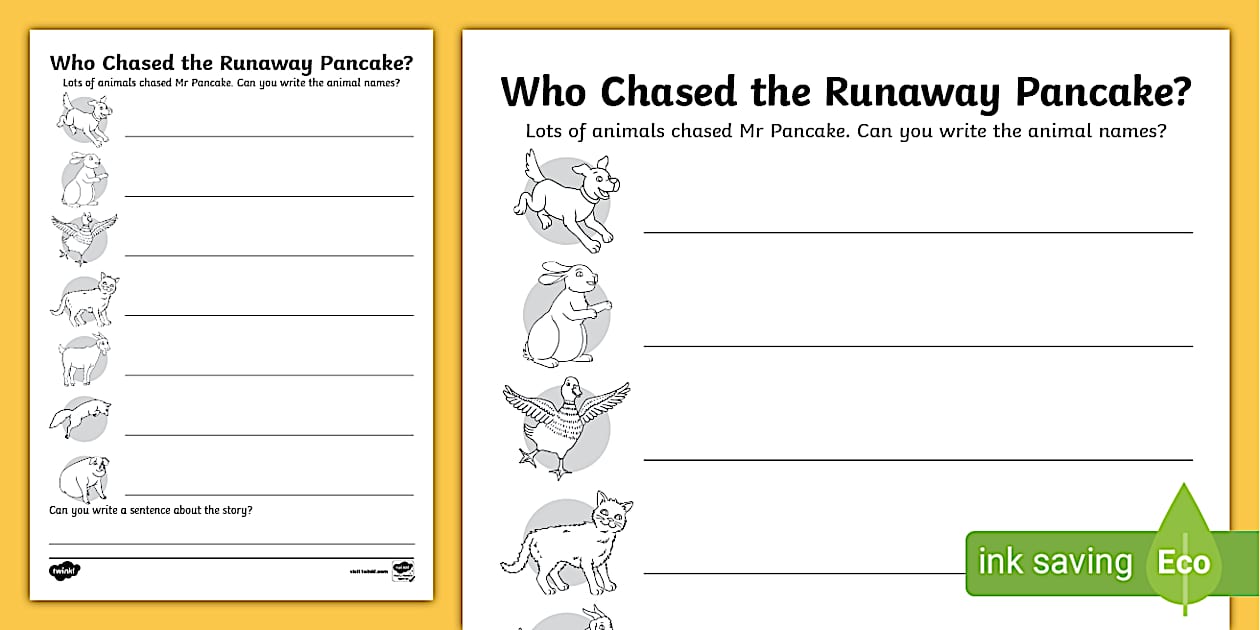 Who Chased the Runaway Pancake? Writing Activity - Twinkl