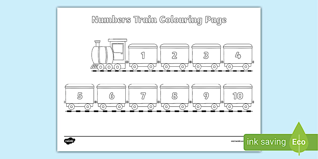 Numbers Train Colouring Page | Worksheet | Twinkl - Twinkl