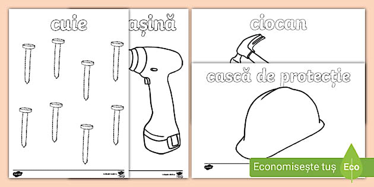 Unelte – Desene de colorat