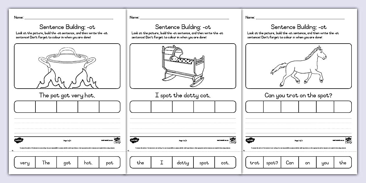 Phonics Sentence Building: -ot (teacher made) - Twinkl