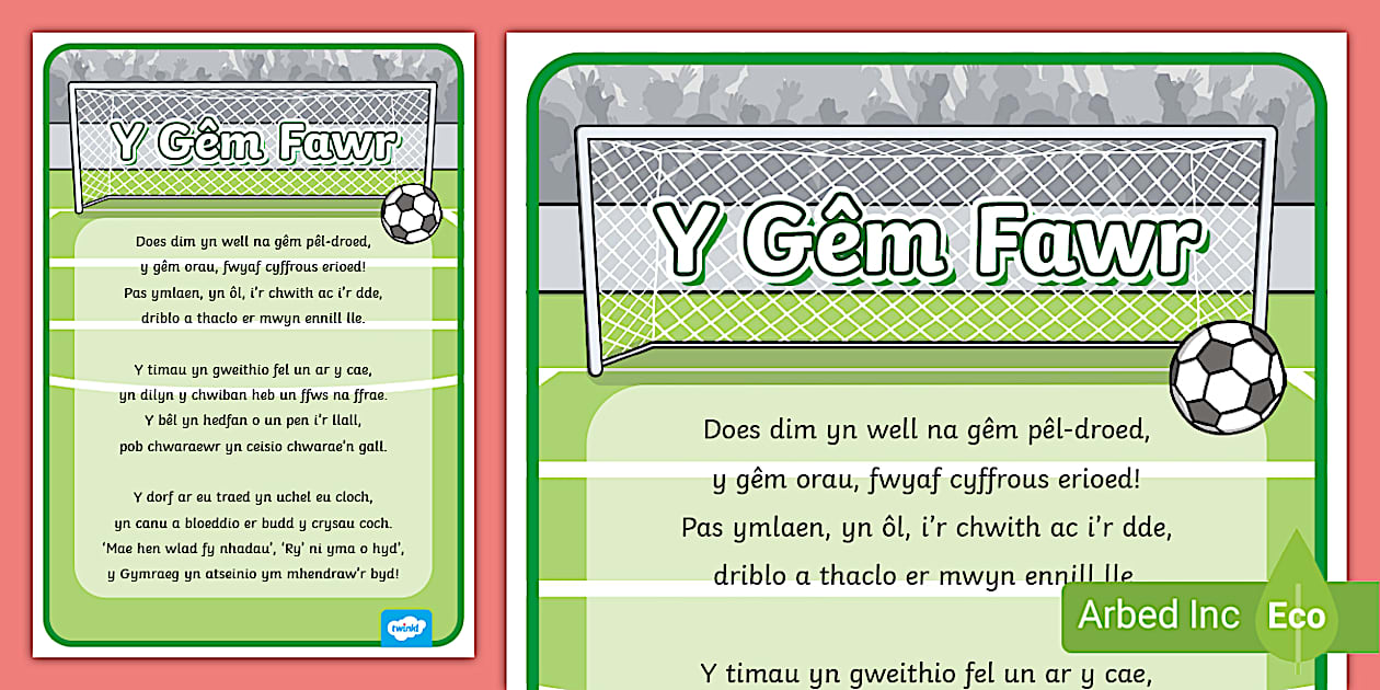 Cerdd Pêl-droed Y Gêm Fawr (teacher made) - Twinkl