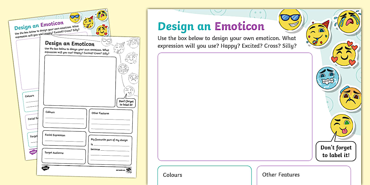 Design an Emoticon Worksheet (teacher made) - Twinkl