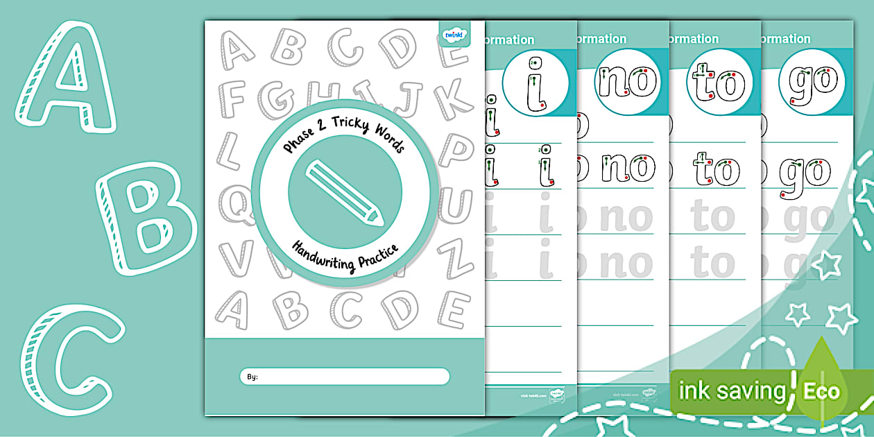Phase 2 Tricky Words Handwriting Practice at Home Booklet