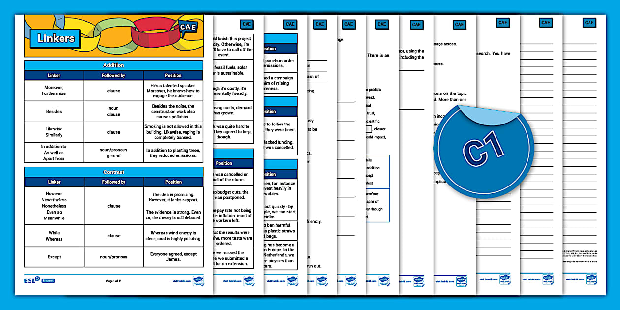 Linkers Activity Sheet for C1 Advanced (CAE) (teacher made)