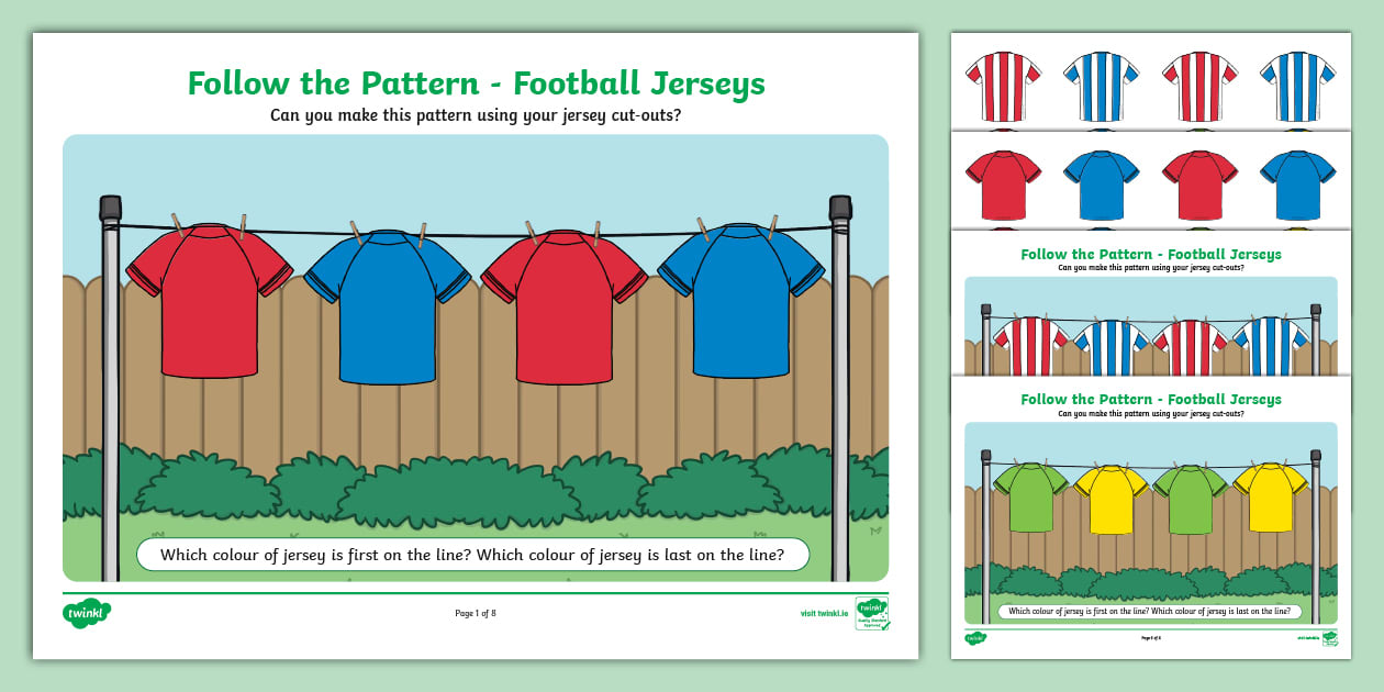 Follow the Pattern - Football Jerseys (teacher made)
