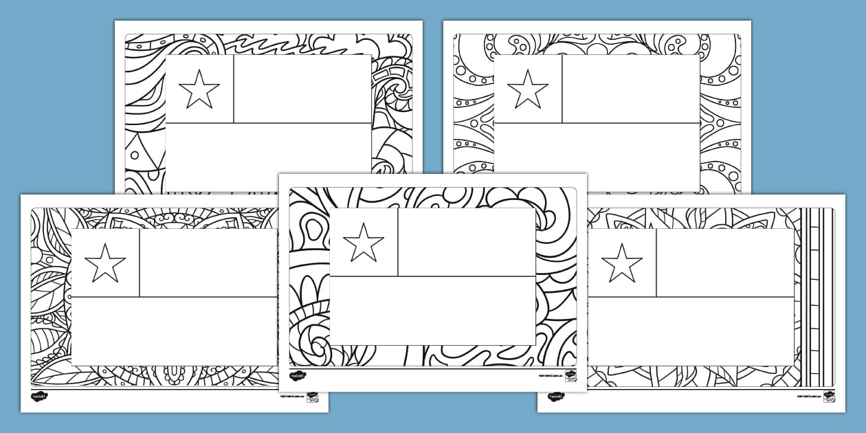 Chile Flag Mindfulness Colouring Sheets