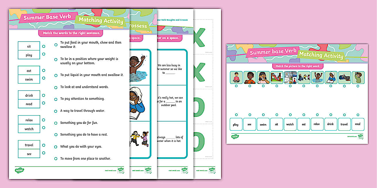 Summer Base Verb Activity Pack (teacher made) - Twinkl