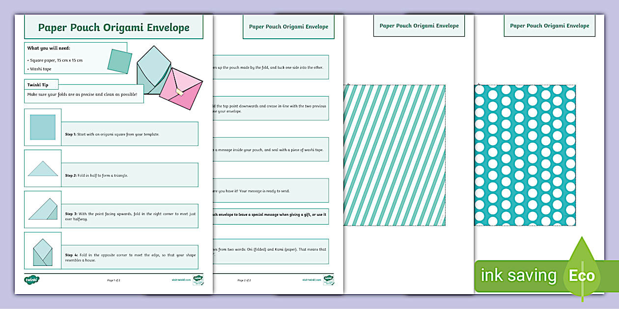 How to Make a Paper Pouch Origami Envelope | Twinkl Origami