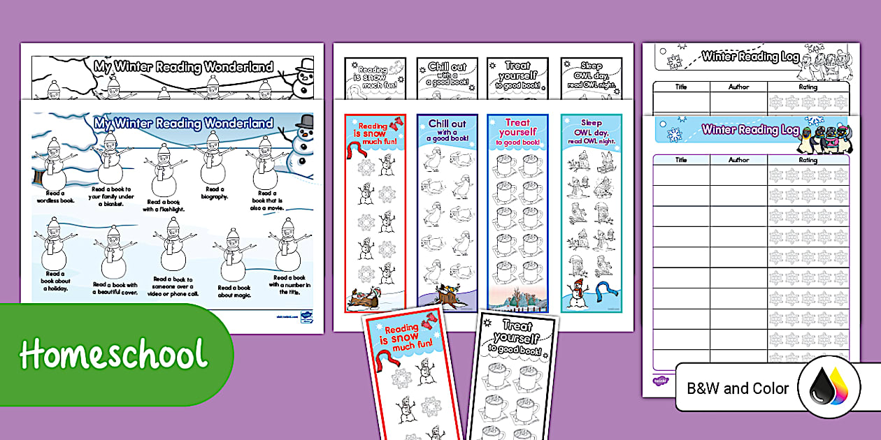 Winter Reading Log, Book Challenges, and Bookmarks - Twinkl