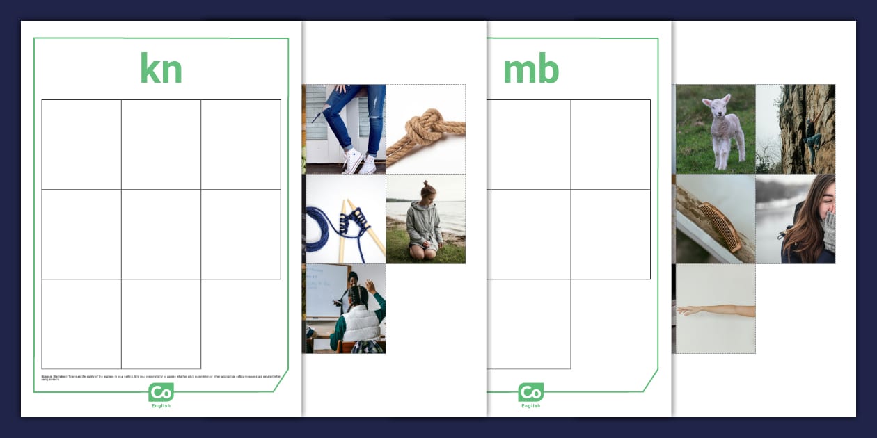 Reinforcing Sounds: kn and mb Sorting Cards (teacher made)
