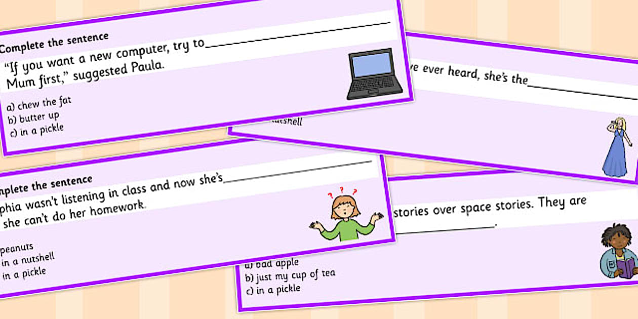 Food Idioms Complete the Sentence Cards Set 2 - Twinkl