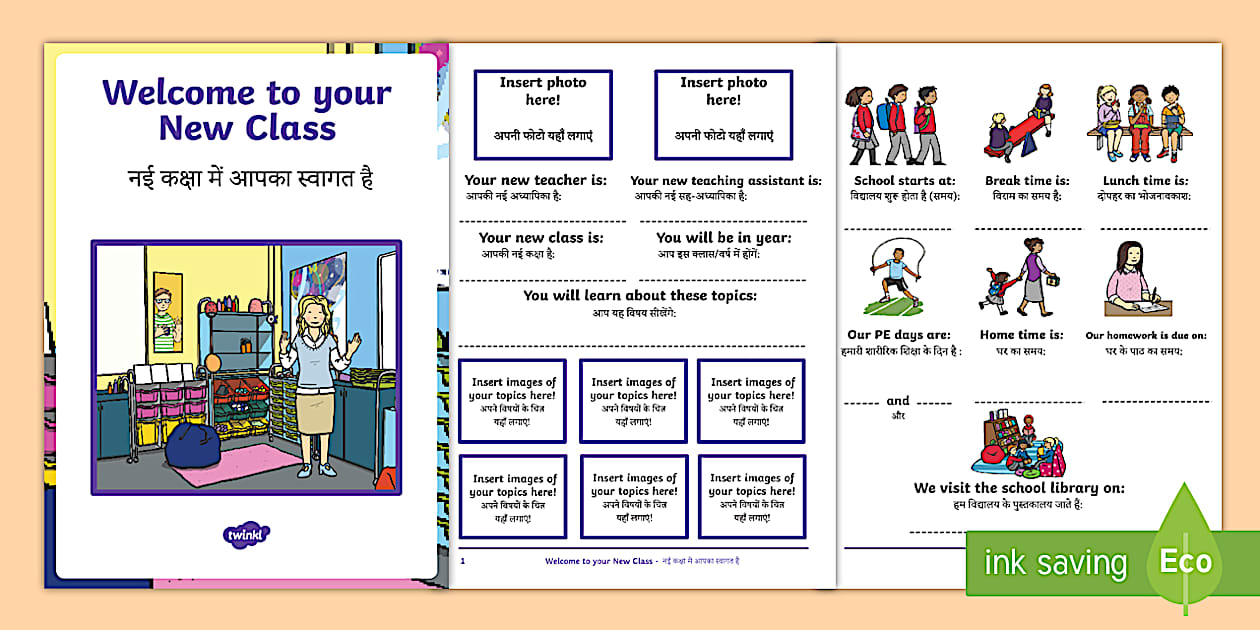 Welcome to Your New Class Booklet Booklet English/Hindi