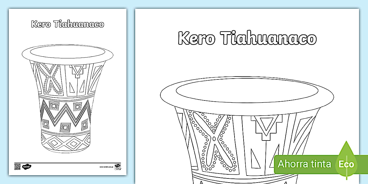 Ficha: El Kero Tiahuanaco para colorear (teacher made)