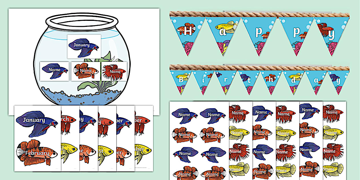 Fish-Themed Editable Birthday Display Pack - Twinkl