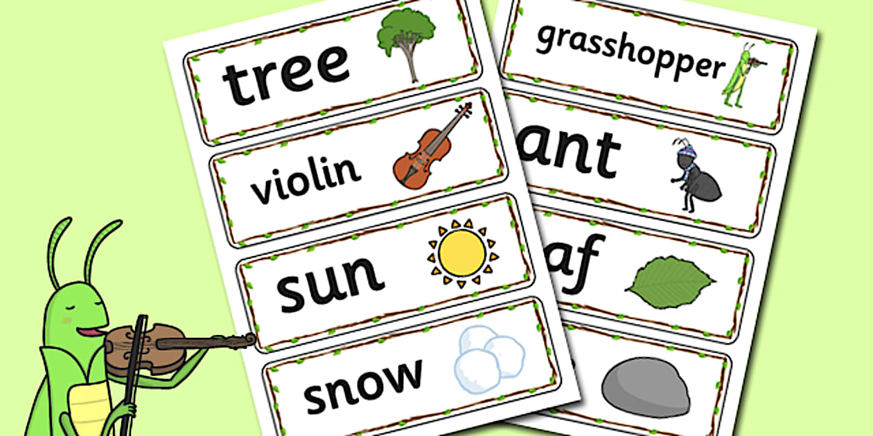 Precursive The Ant and the Grasshopper Word Cards - Twinkl