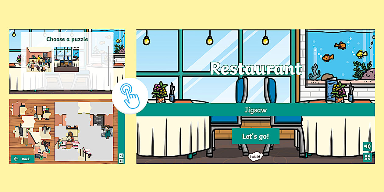 Restaurant Interactive Jigsaw (Teacher-Made) - Twinkl