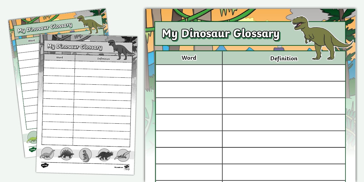 Dinosaur Glossary Writing Template (Teacher-Made) - Twinkl