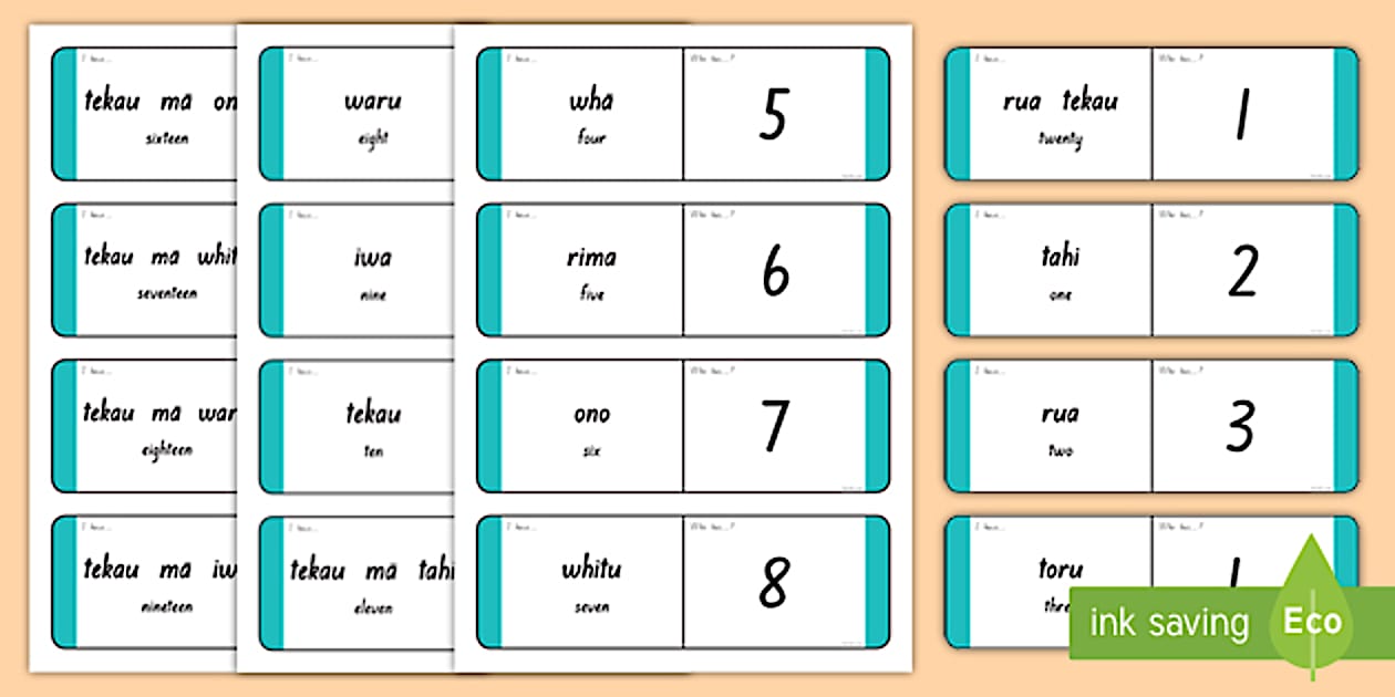 Numbers 1-20 Loop Cards Te Reo Māori Translation - Twinkl