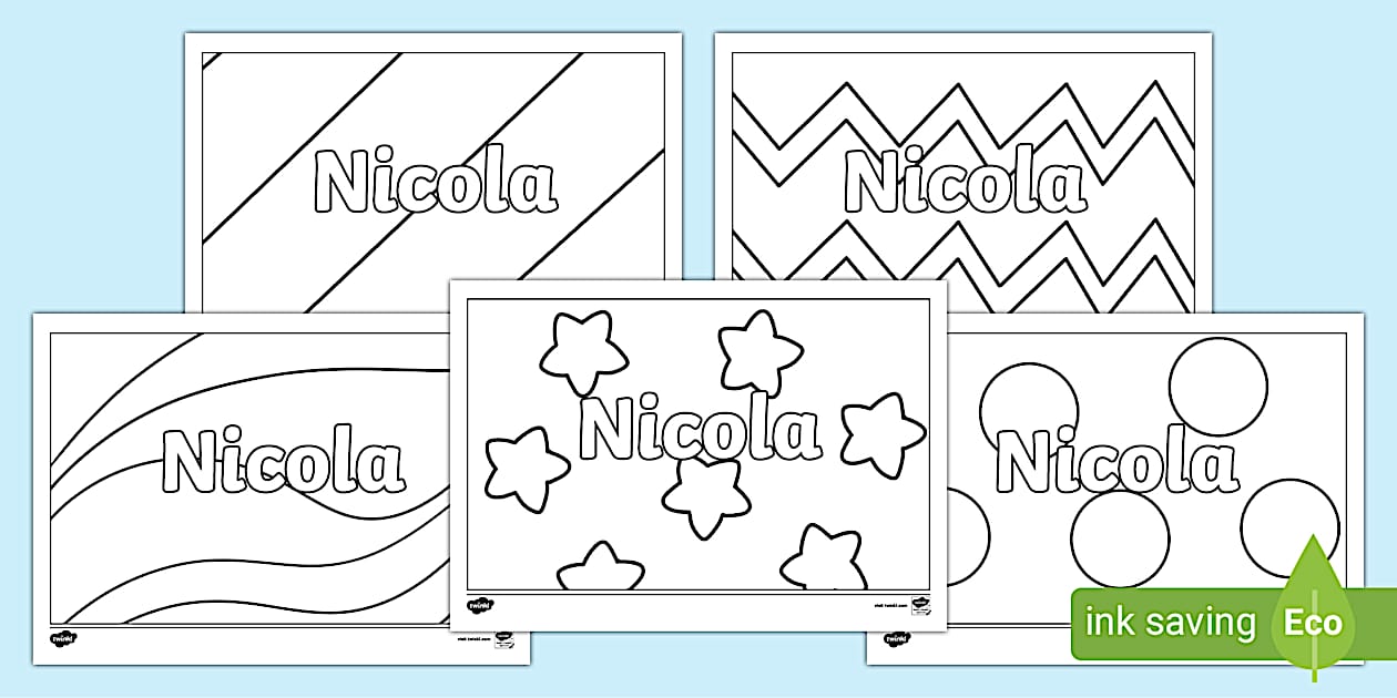 Nicola Name Simple Colouring Activity Sheet (teacher made)