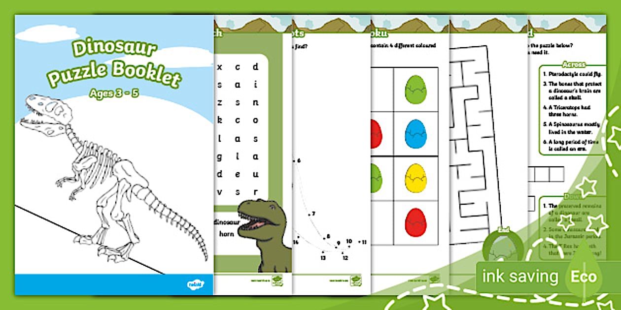 Dinosaur Puzzle Activity Booklet (Teacher-Made) - Twinkl