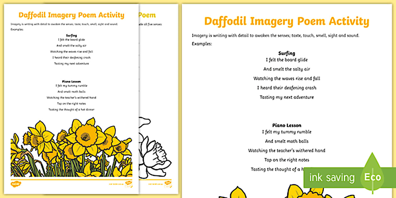 Daffodil Poem Imagery Writing Activity | Primary Resources