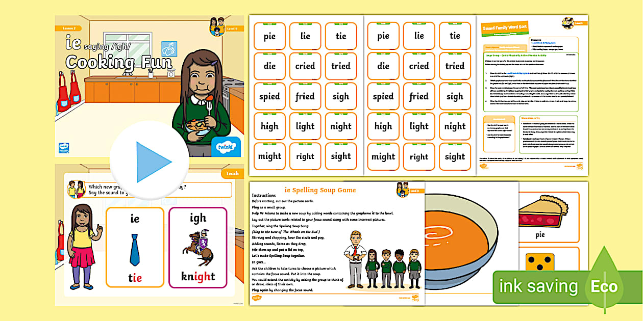 'ie' saying /igh/ Phonics Lesson Pack Level 5 Week 3 Lesson 2