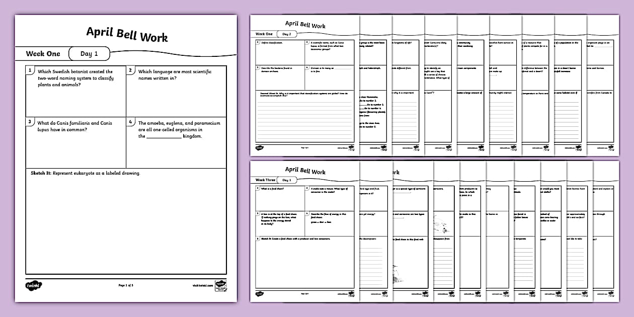 Sixth Grade Science April Bell Work Bundle (Teacher-Made)