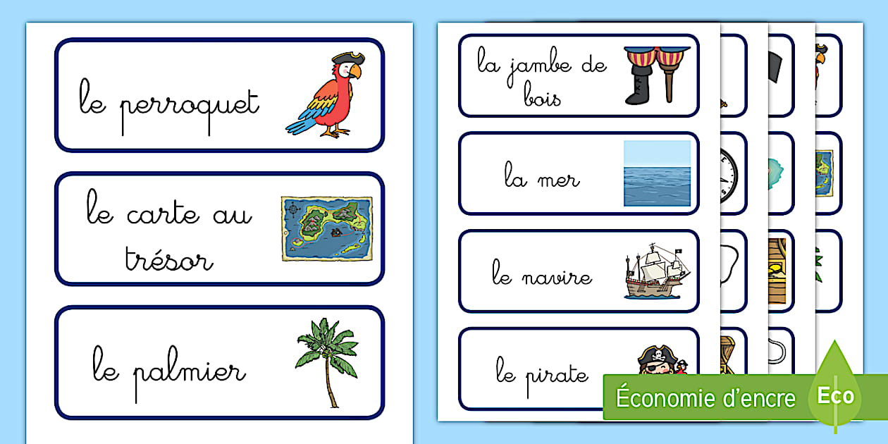 Cartes de vocabulaire : les pirates (teacher made) - Twinkl