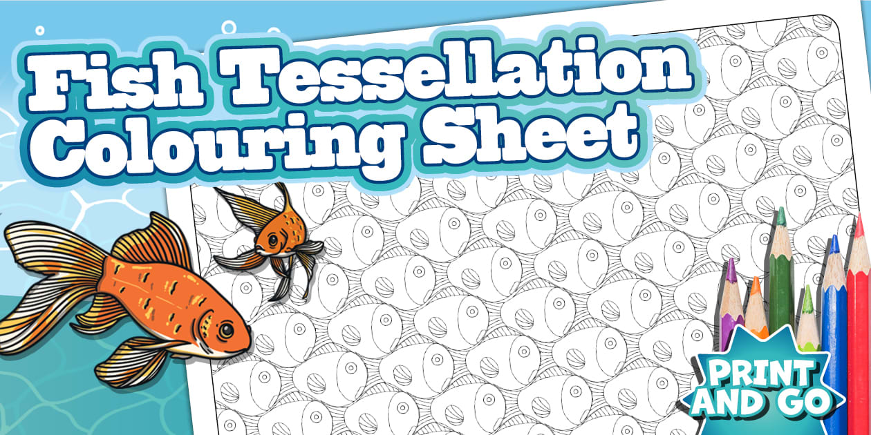 Fish Tessellation Colouring Sheet