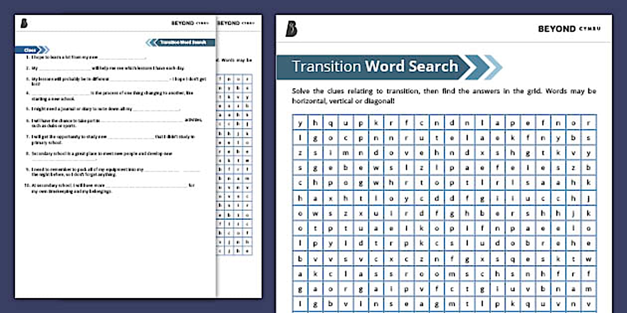 Transition Wordsearch (teacher made) - Twinkl