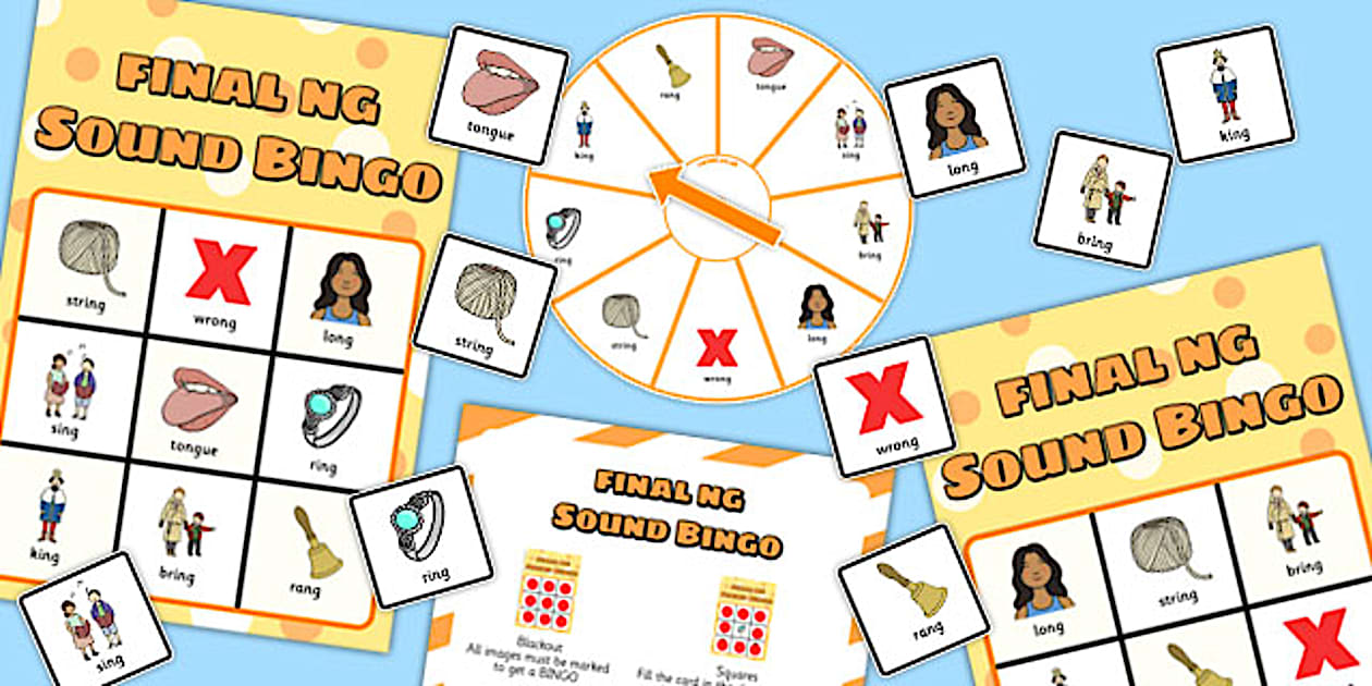 Final 'ng' Sound Spinner Bingo (Teacher-Made) - Twinkl