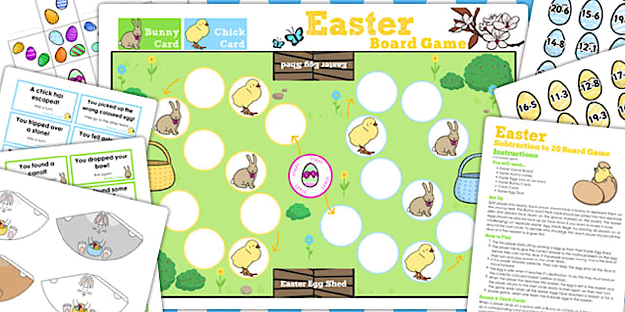 Subtraction from 20 Easter Board Game (teacher made)