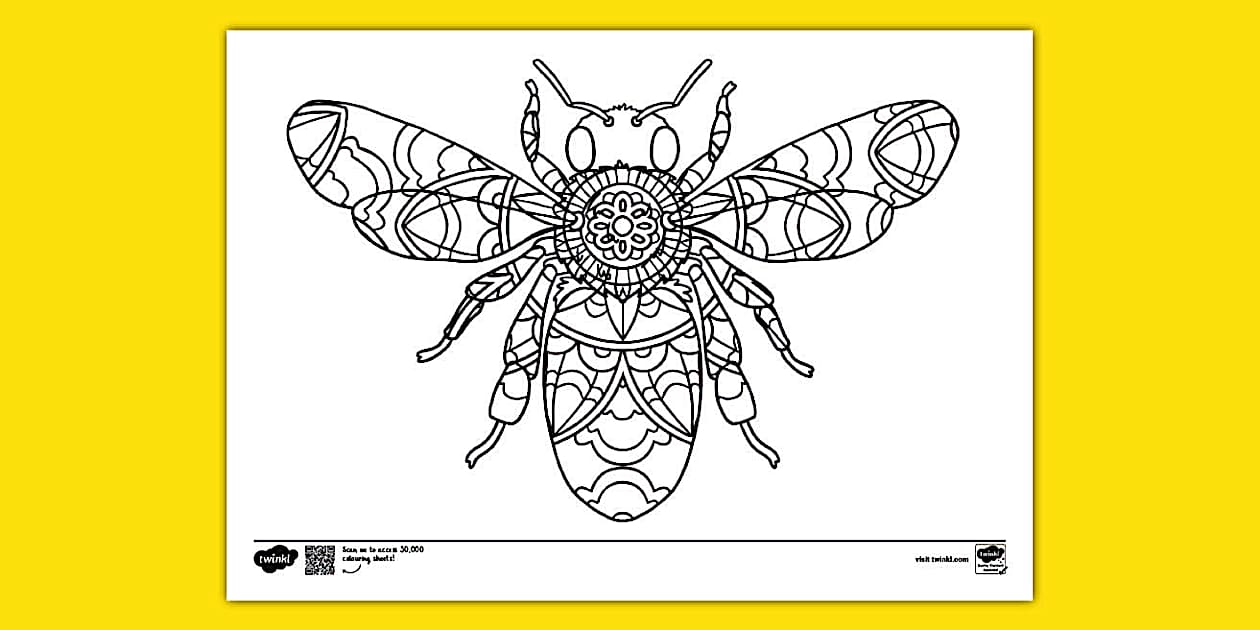 Bee Mandala Colouring Page (Teacher-Made) - Twinkl