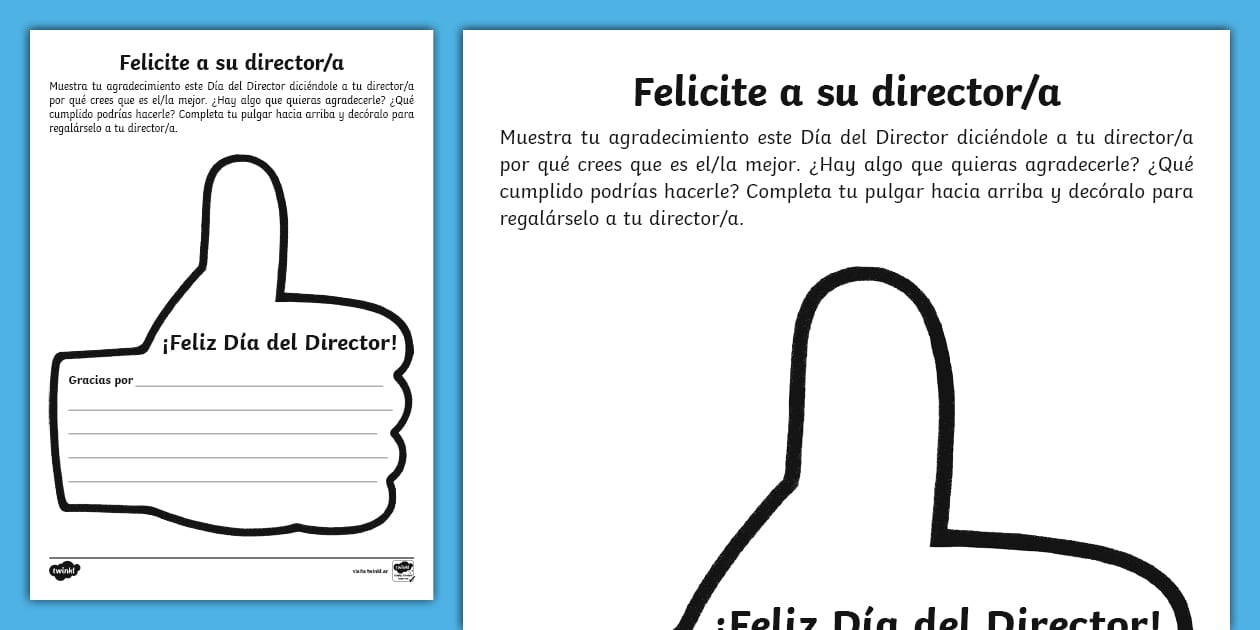 Plantilla escritura Día del Director de Escuela - Twinkl