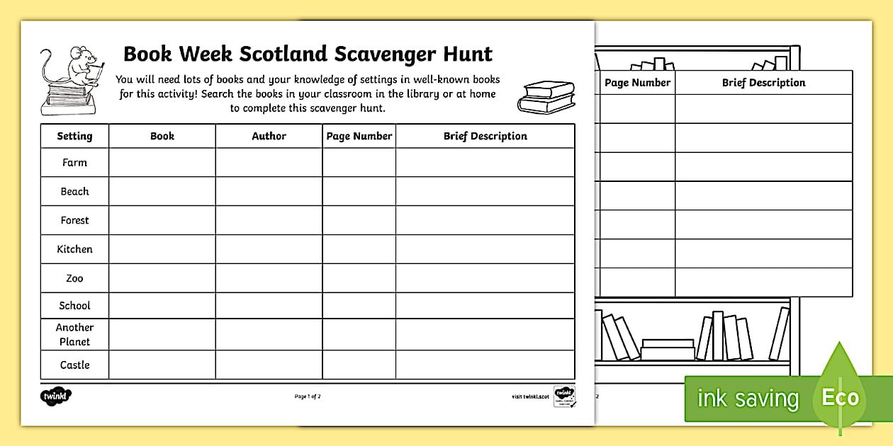 Book Week Scotland Scavenger Hunt - Twinkl