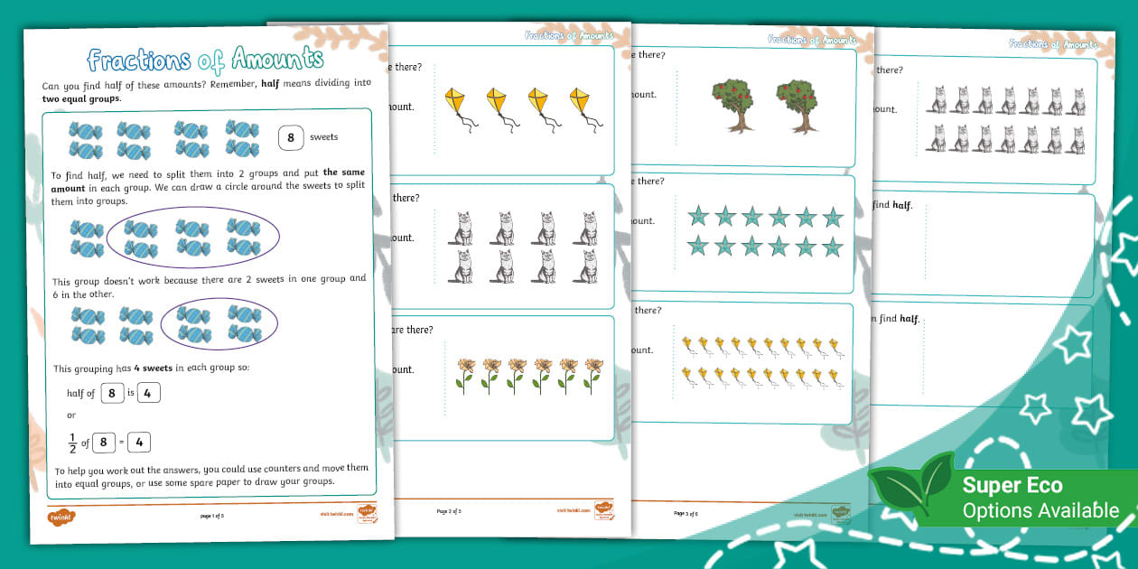 Introducing Fractions of Amounts - Finding Half - Twinkl