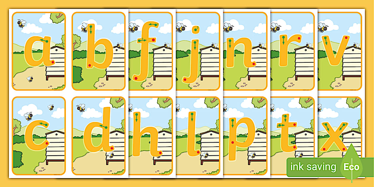 Bee-Themed Letter Formation Cards