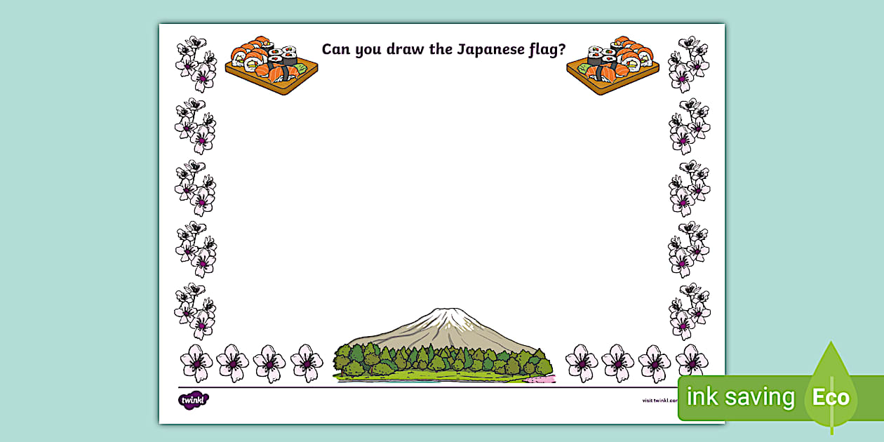 Drawing Prompt Japan Flag Worksheet (teacher made) - Twinkl