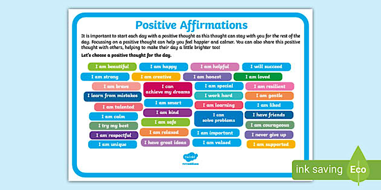 Positive Affirmations Display Poster (teacher made) - Twinkl