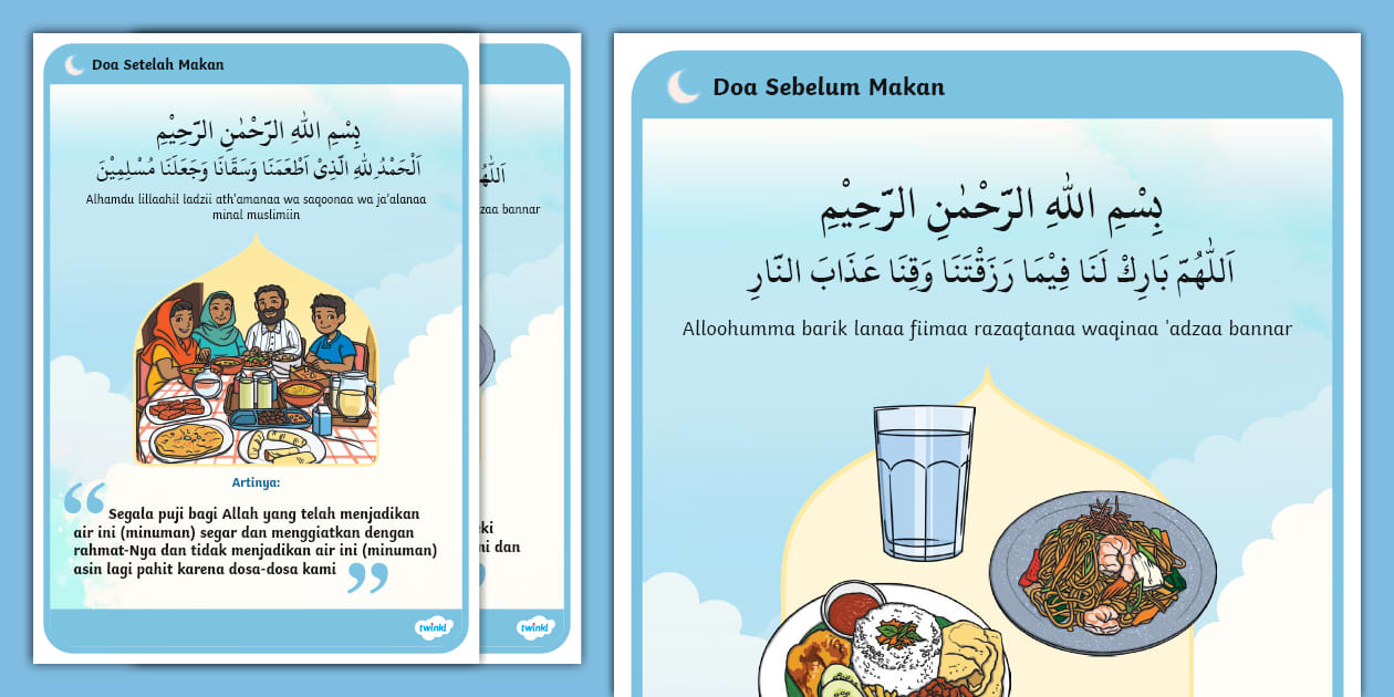 Poster Doa Sebelum dan Sesudah Makan (teacher made) - Twinkl