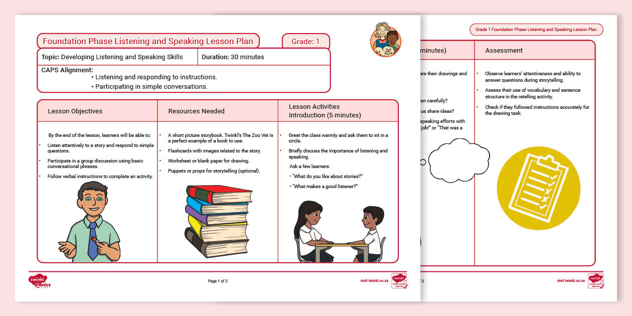 Foundation Phase Listening and Speaking Lesson Plan - Twinkl