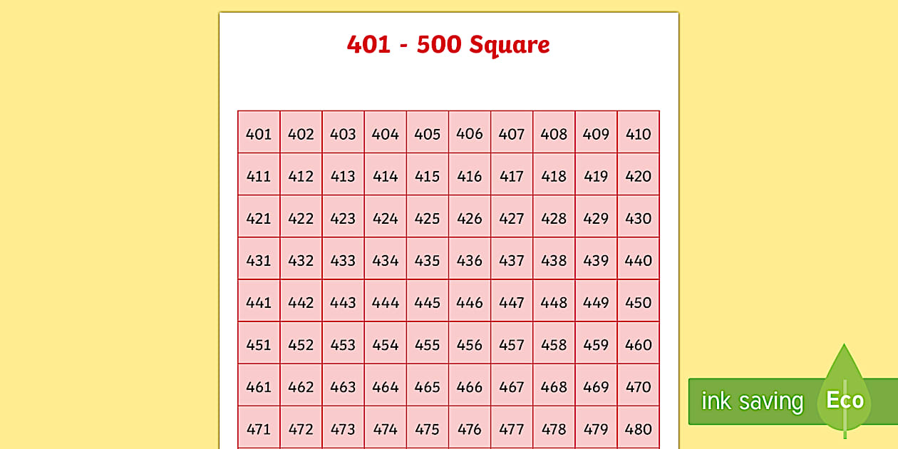 401-500 Square (Teacher-Made) - Twinkl