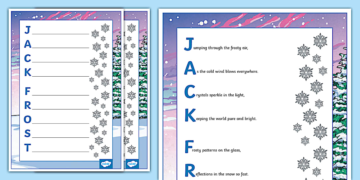 Jack Frost Acrostic Poem Example and Template - Twinkl
