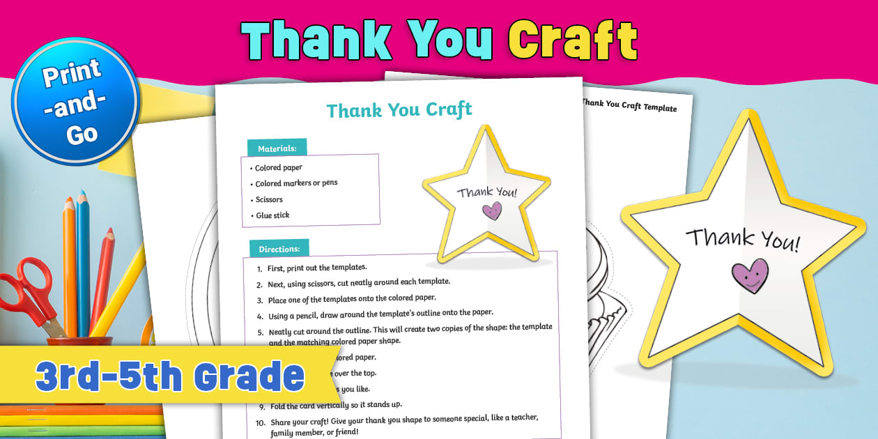 Thank You Craft for 3rd-5th Grade