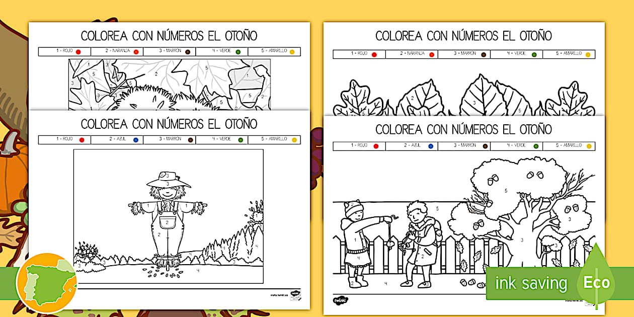 Colorear con números: El otoño